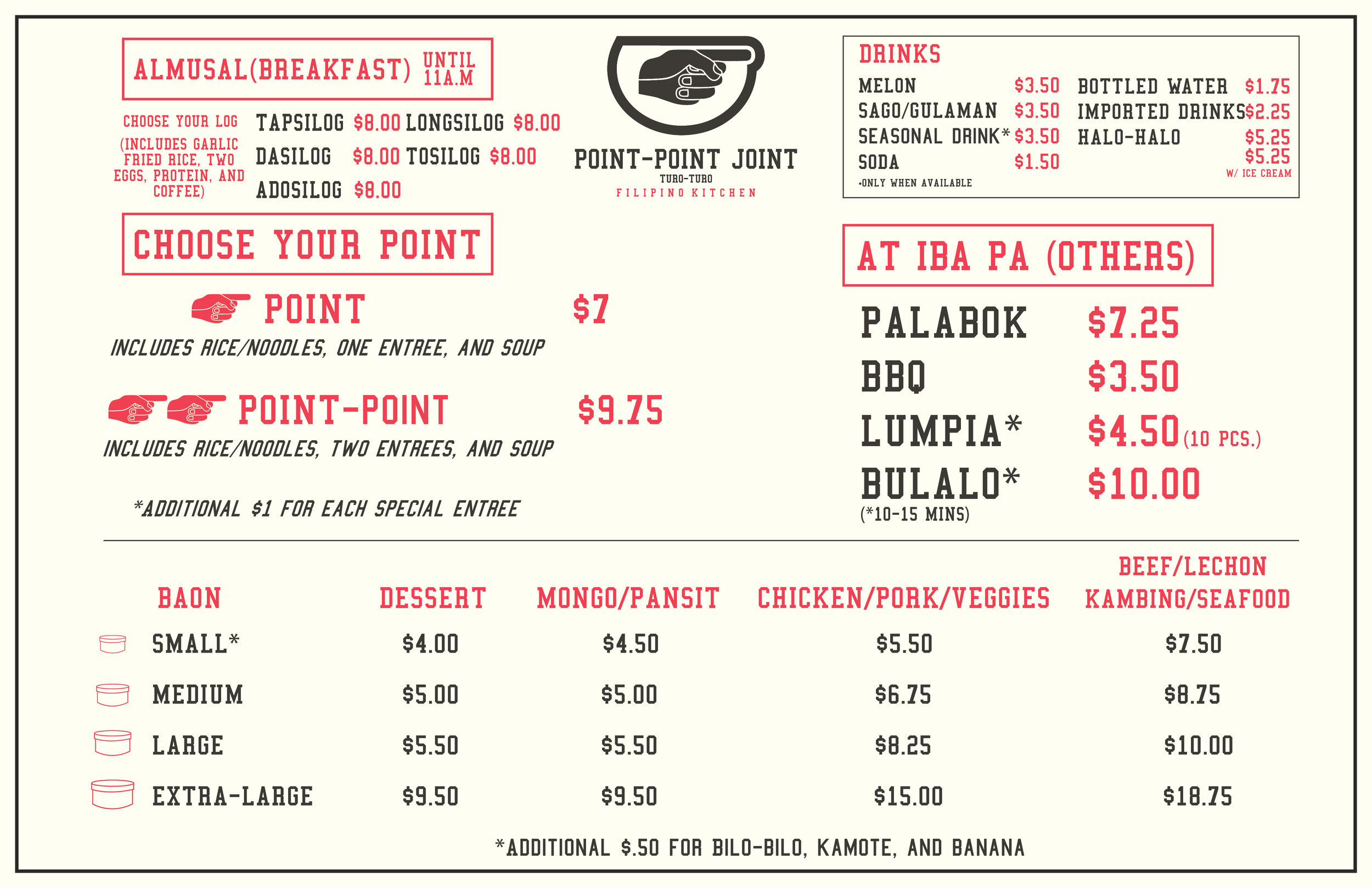 MENU — Point-Point Joint Restaurant