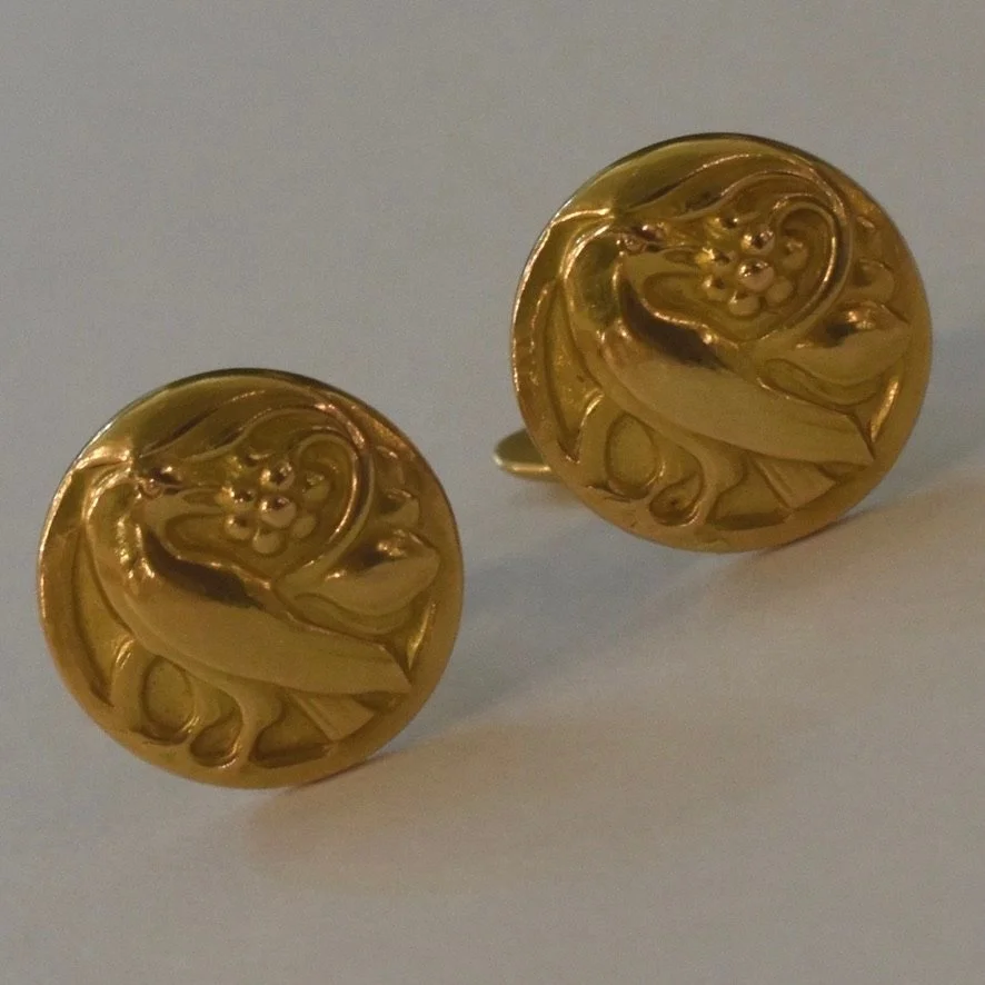Estate Georg Jensen 18 kt. Bird Eating Grapes Gold Cufflink by KMH ...