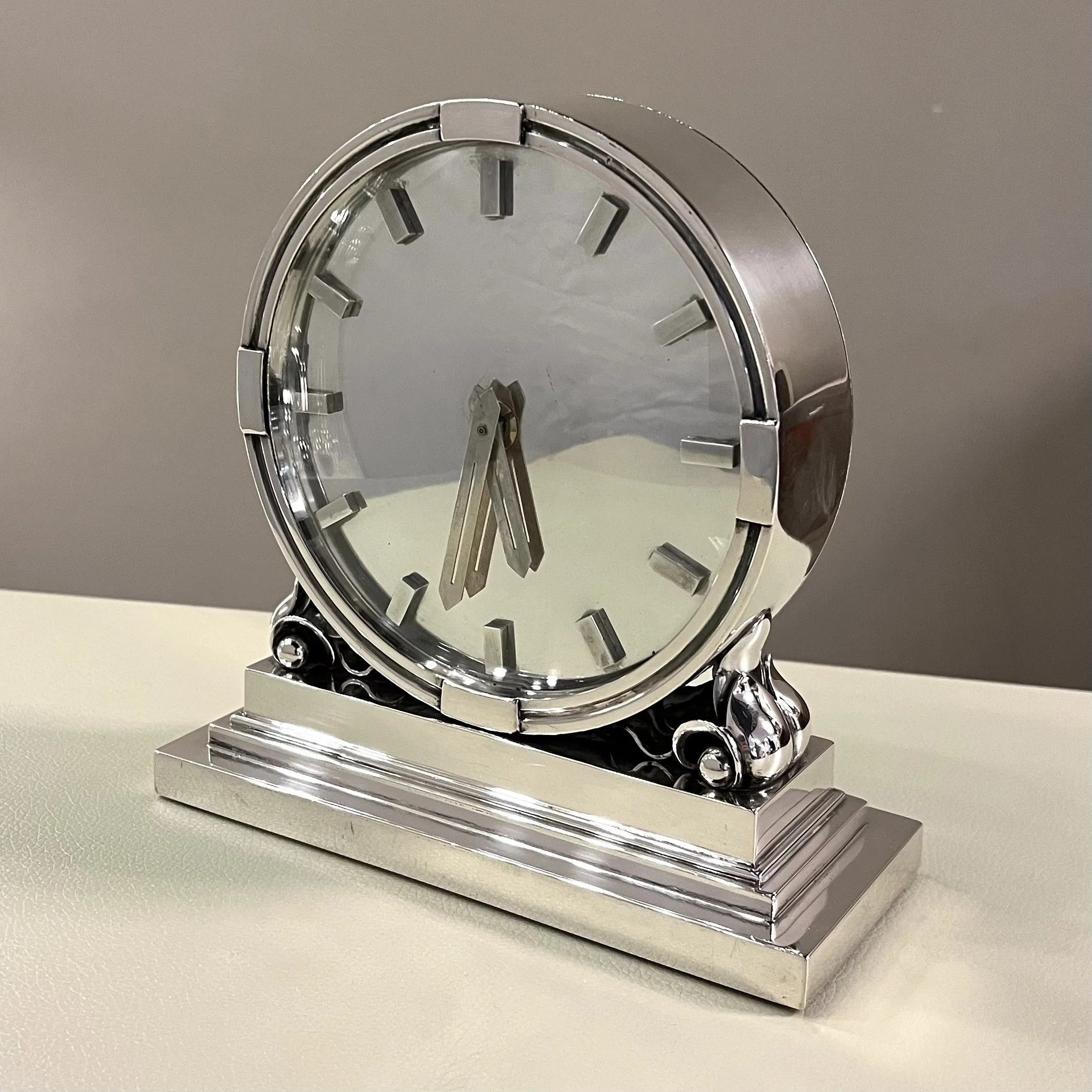 Estate Peter Hertz Sterling Silver Art Deco Clock - Gallery925