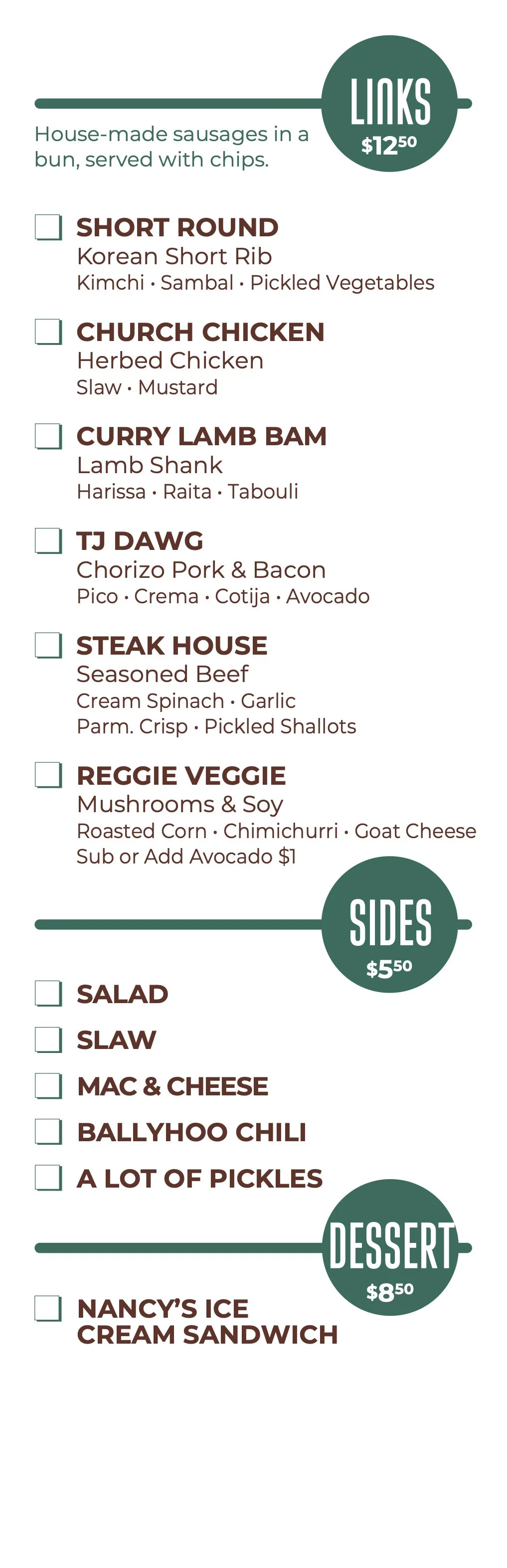 Food Menu — Ballyhoo