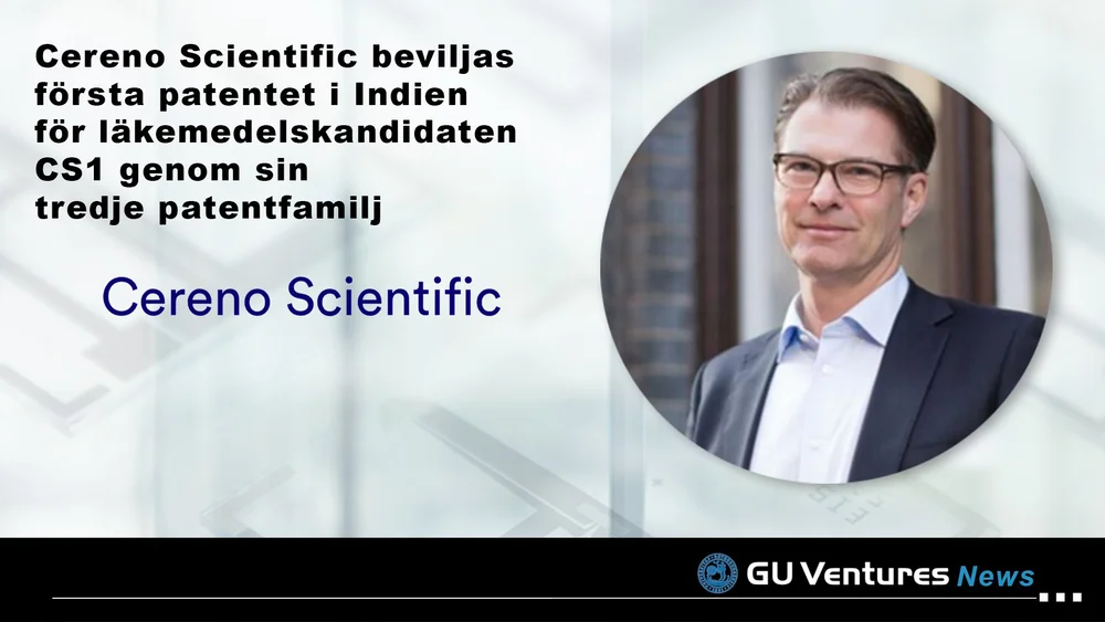 Cereno Scientific beviljas första patentet i Indien för läkemedelskandidaten CS1 genom sin ...