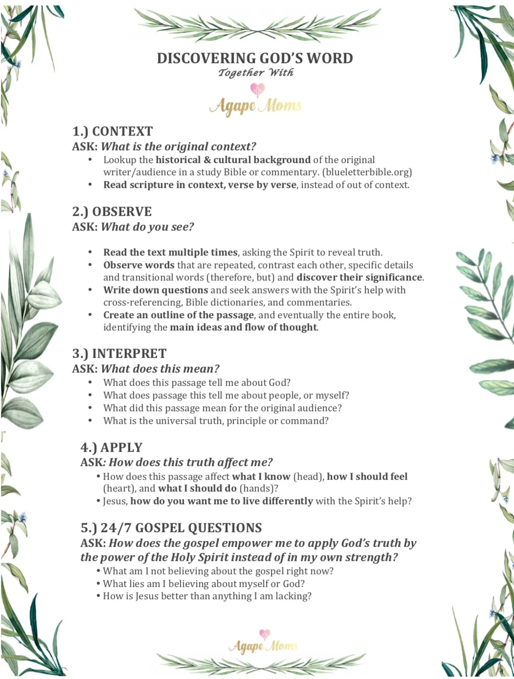 Free Printables — Agape Moms