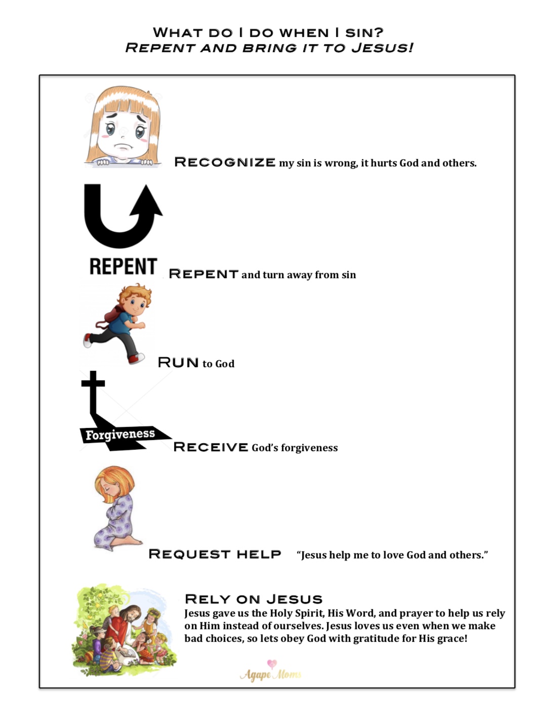 FREE PRINTABLE: A Kids Guide To Repentance — Agape Moms