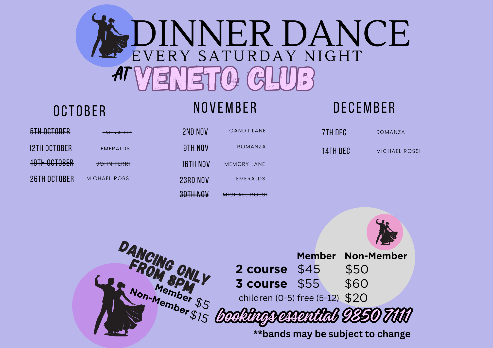 Dinner dance information — Veneto Club