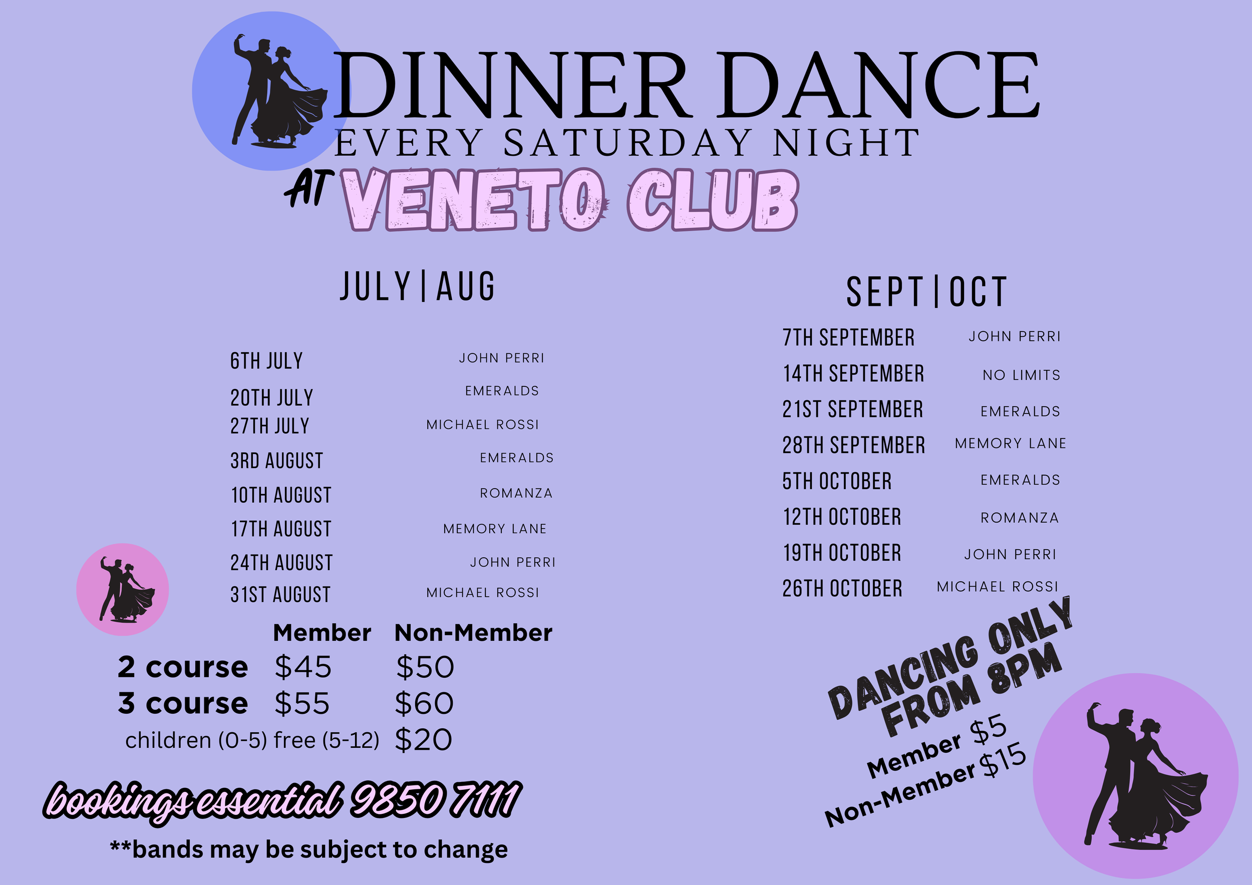 Dinner dance information — Veneto Club