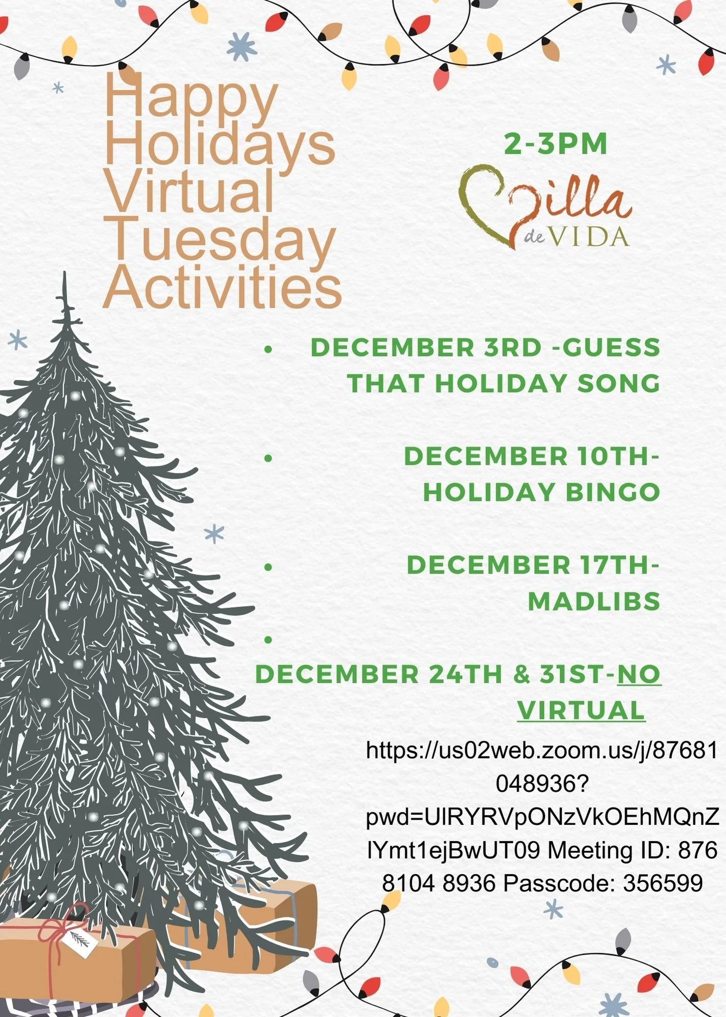 Virtual Tuesdays- December 2024 — Villa de Vida, Inc.
