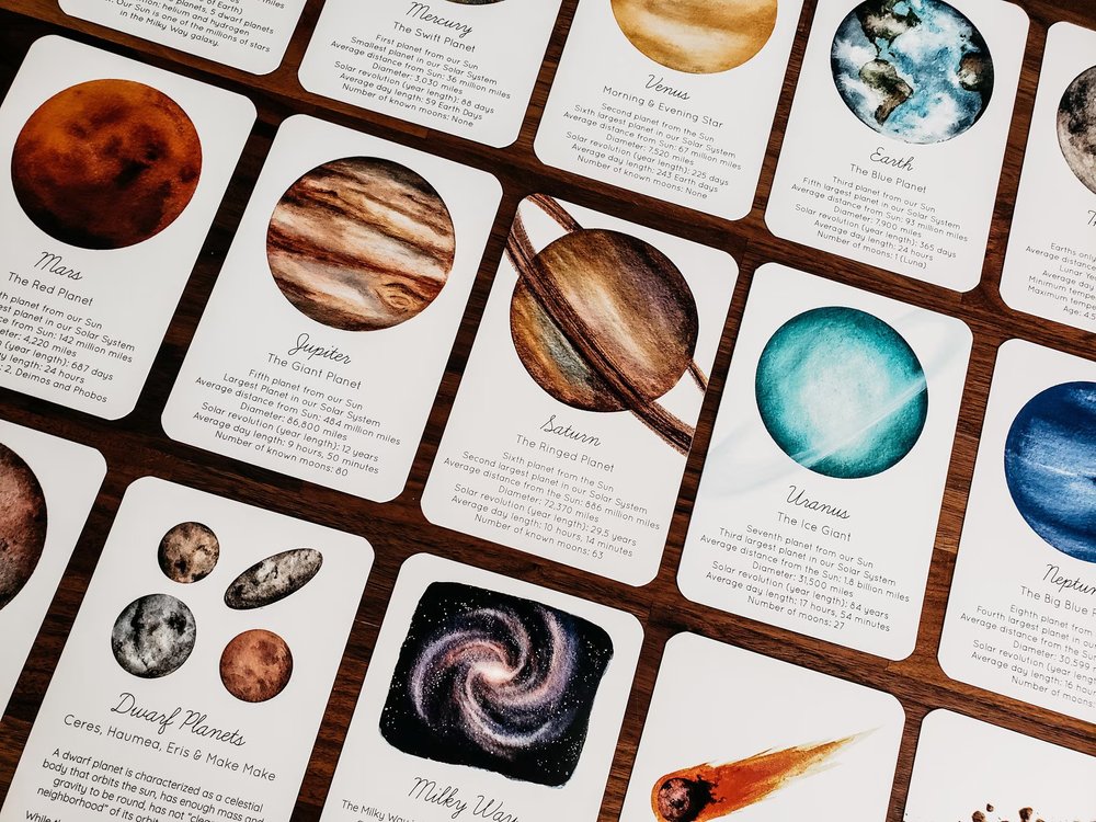 Solar System Flashcards | 15 Hand-Painted Astronomy & Space Cards ...