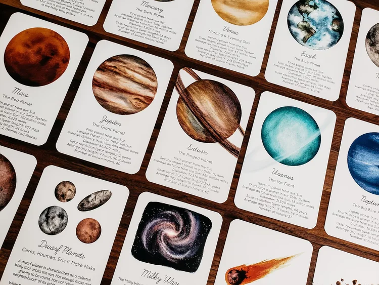 Solar System Flashcards | 15 Hand-Painted Astronomy & Space Cards ...