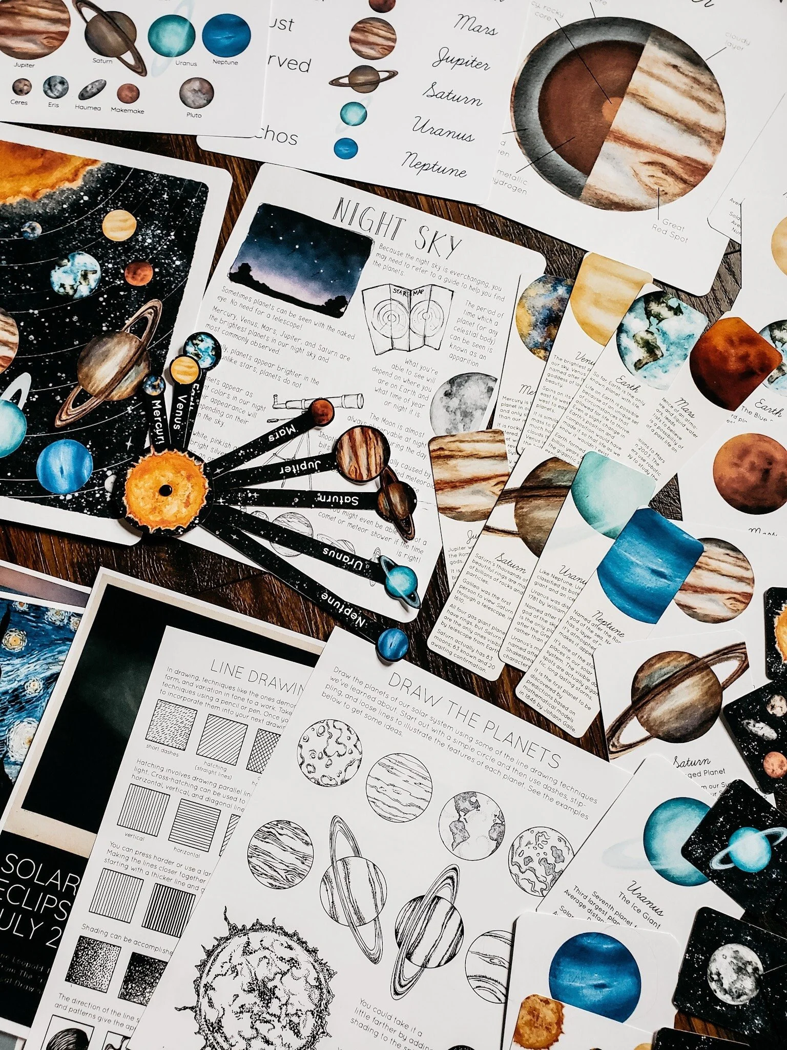 Solar System Flashcards | 15 Hand-Painted Astronomy & Space Cards ...