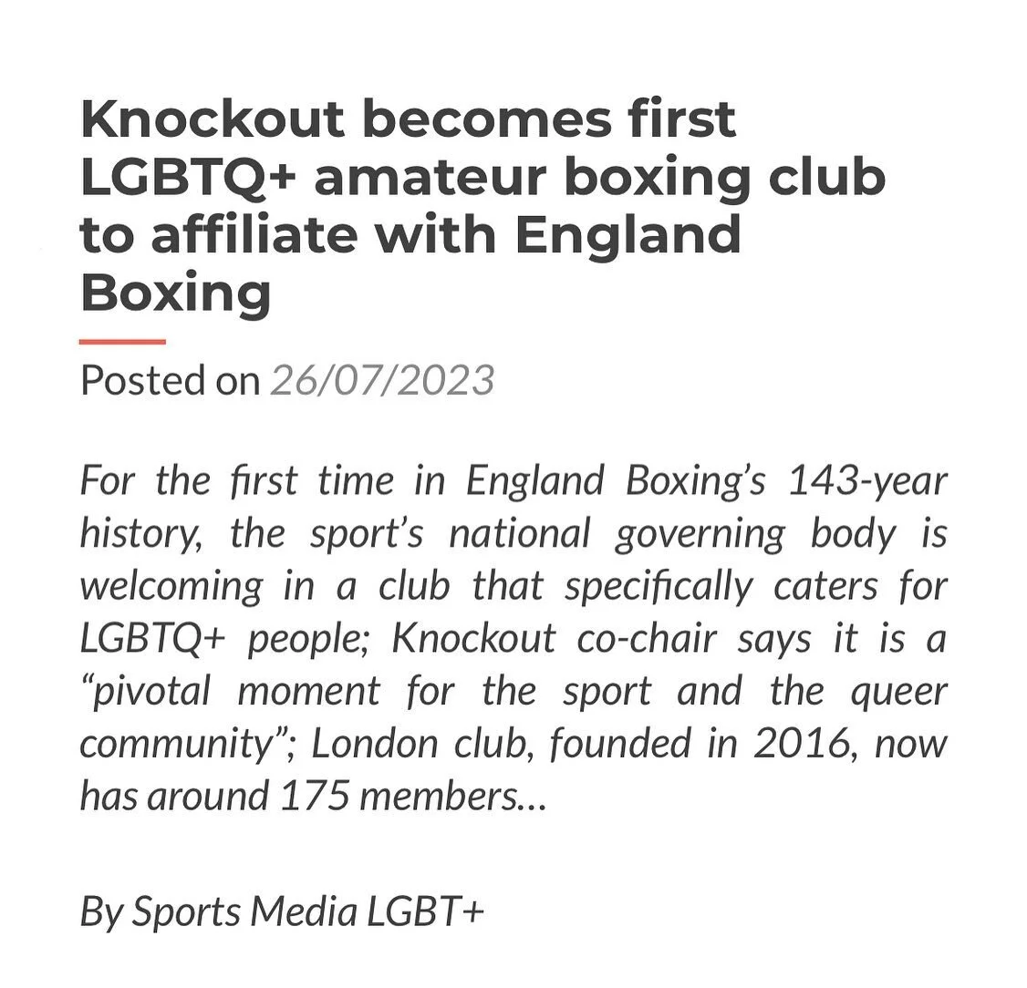 Knockout LGBTQ + Boxing London