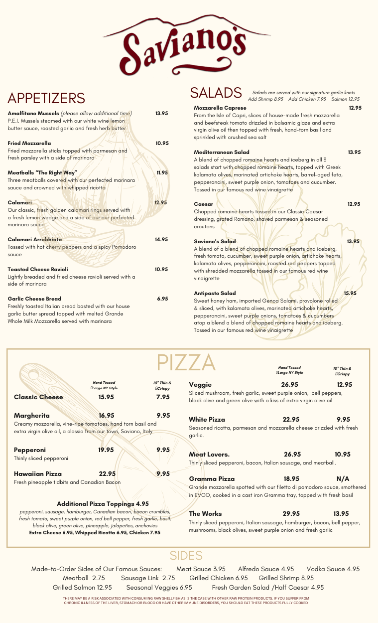 DINNER MENU — Saviano's Italian Kitchen