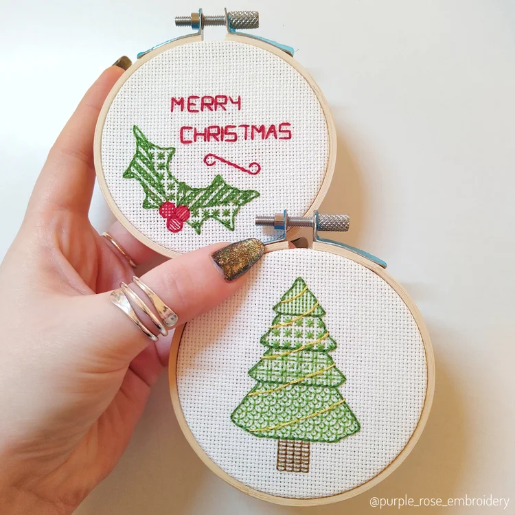 Mini Christmas Baubles - Free Blackwork Embroidery Patterns — Purple ...