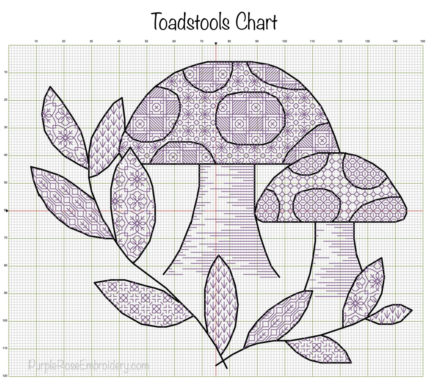 Toadstools - Free Blackwork Embroidery Pattern — Purple Rose Embroidery