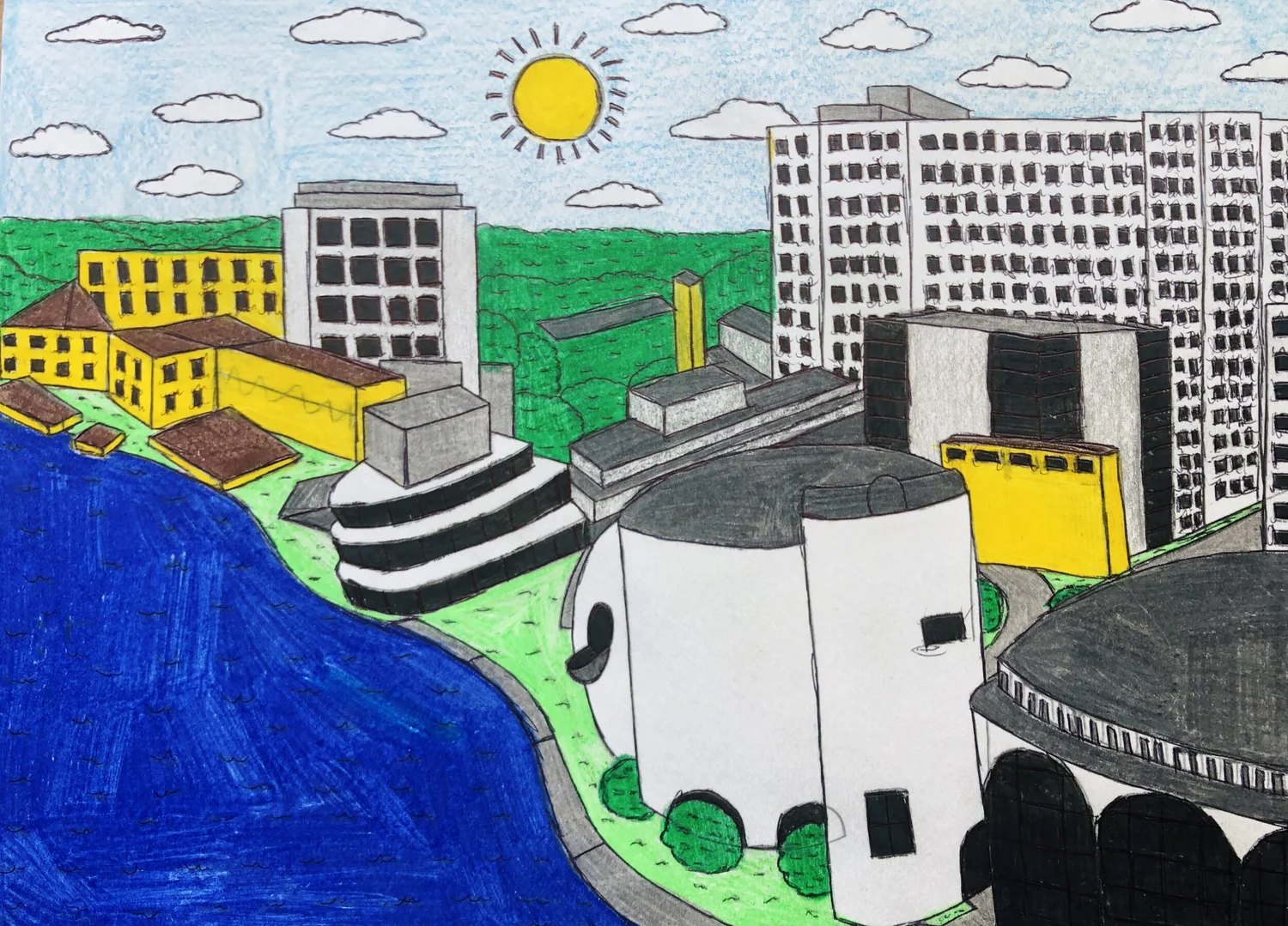 City Scene Drawing For Kids