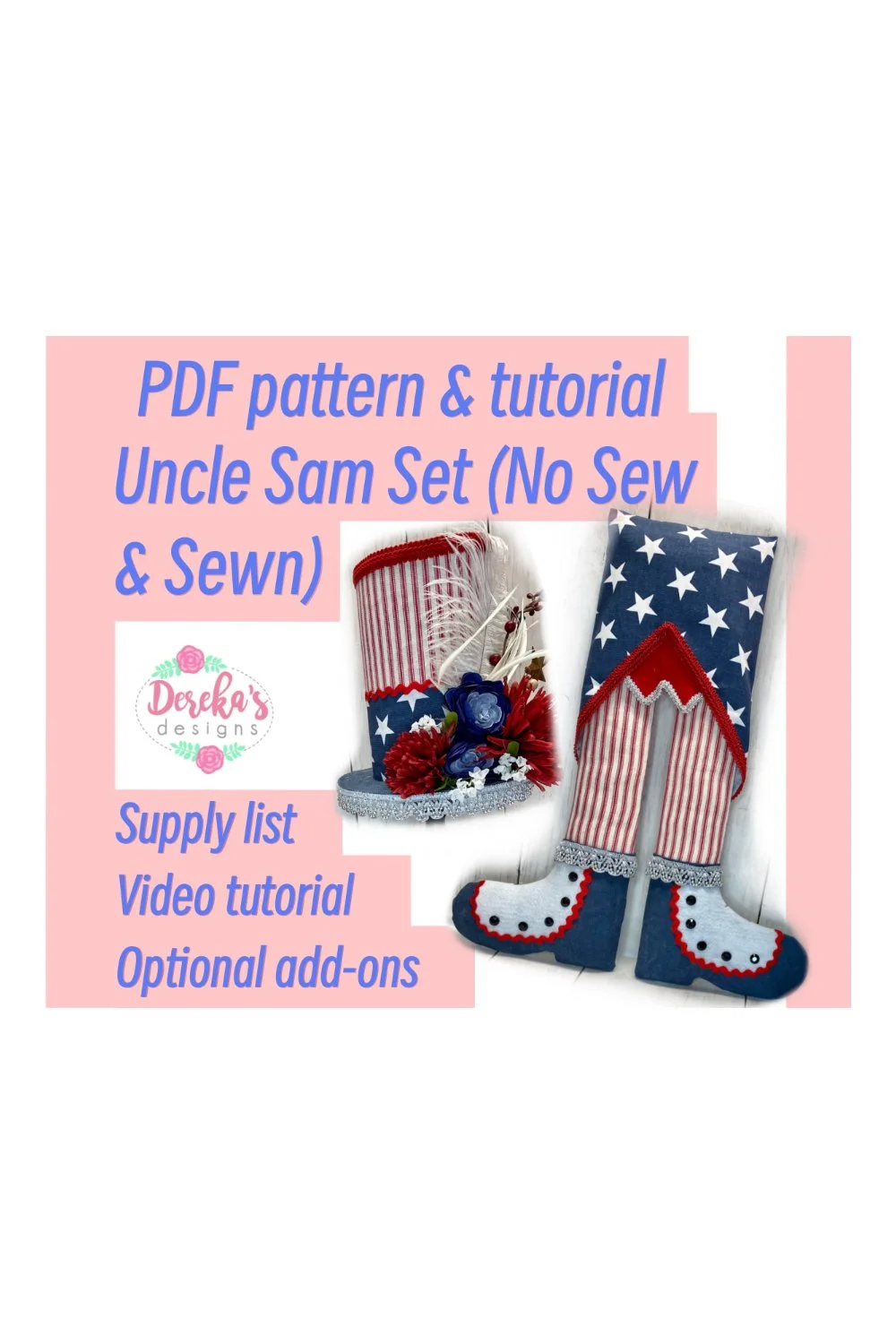 Uncle Sam PATTERN (sew and no-sew) - Digital Download — Dereka's Designs