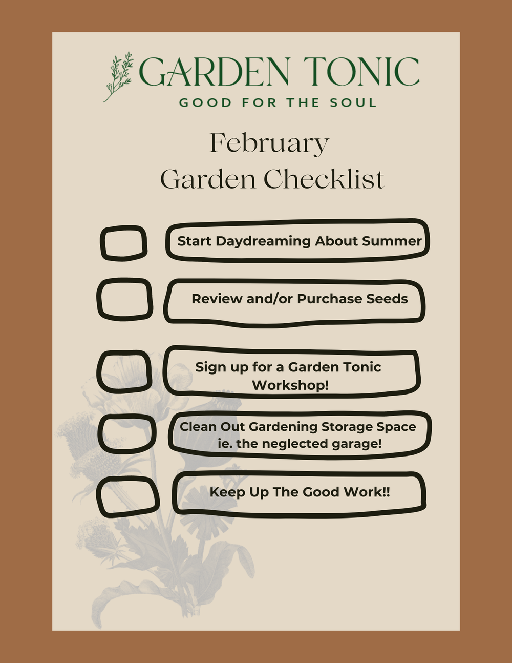 February Gardener's Checklist — Garden Tonic