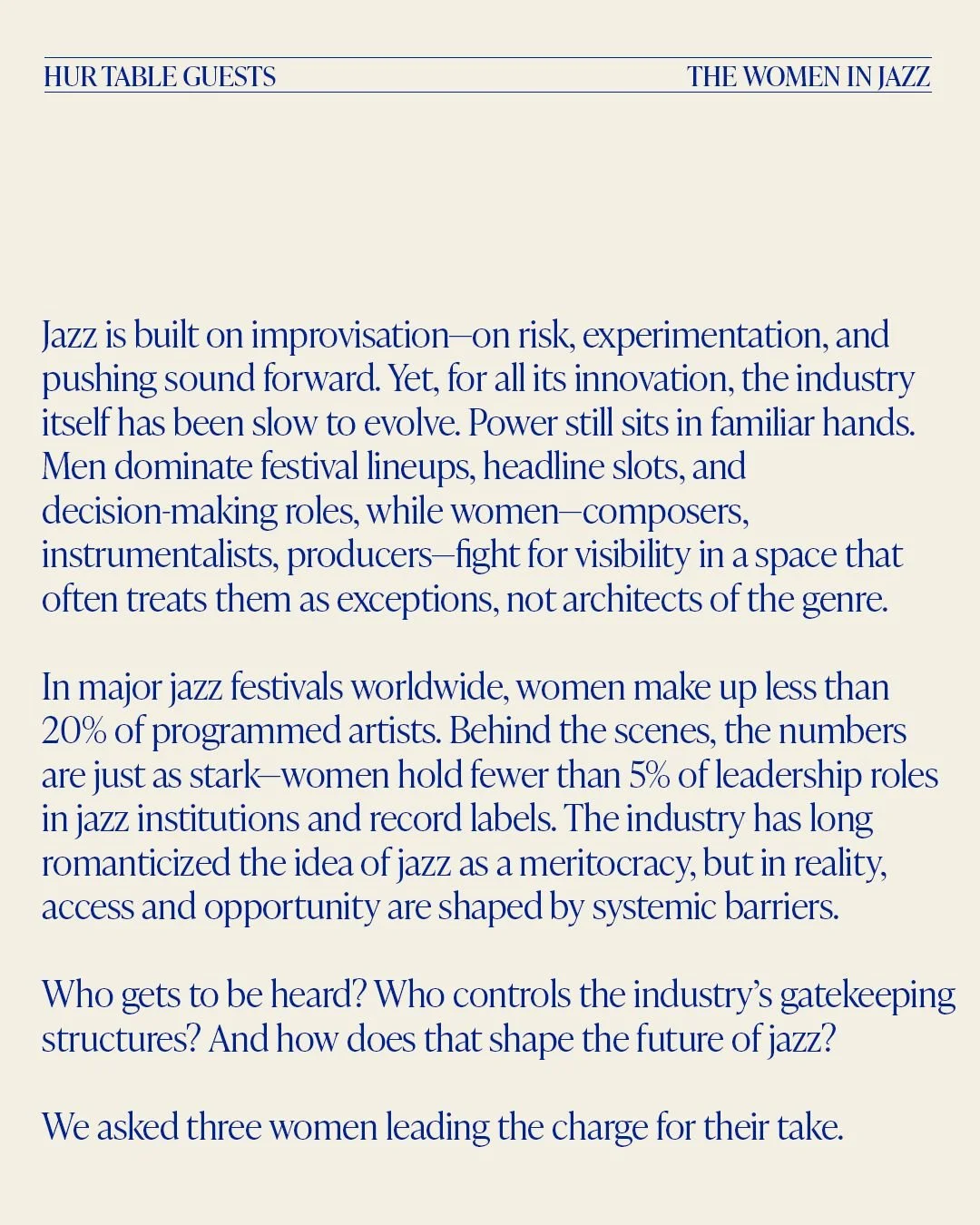 Celebrating women from different backgrounds and Jazz genres