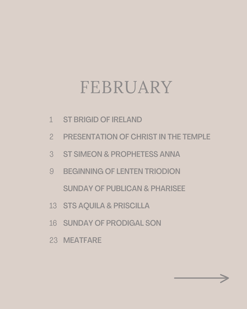 February Liturgical Overview with Links — Ascetic life of motherhood