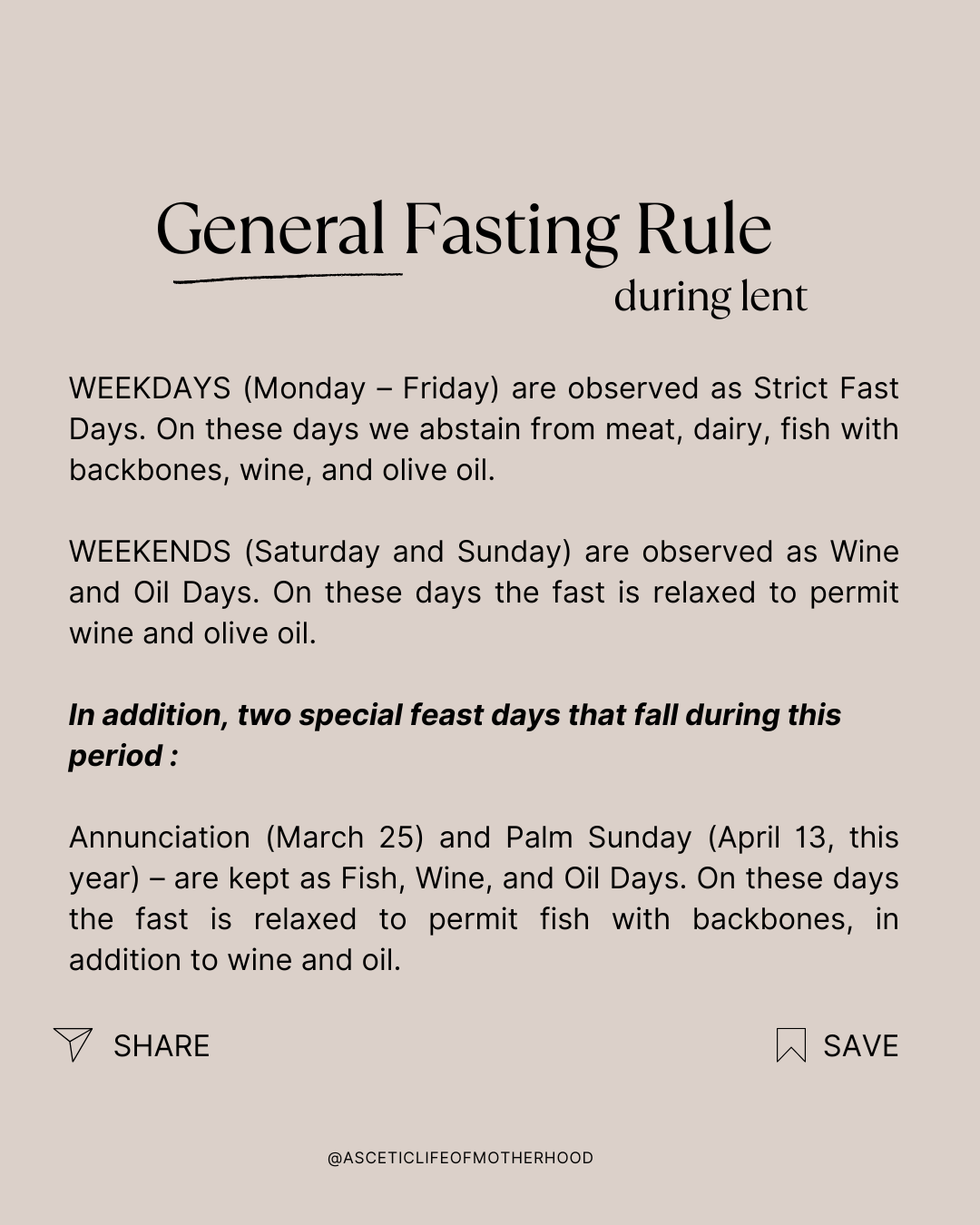 Orthodox Fasting Guidelines for Lent — Ascetic life of motherhood