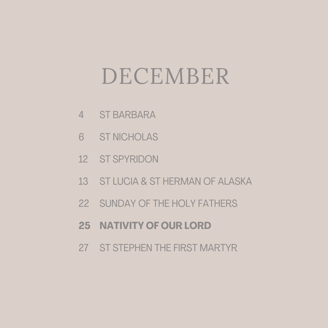 December Orthodox Liturgical Overview — Ascetic life of motherhood