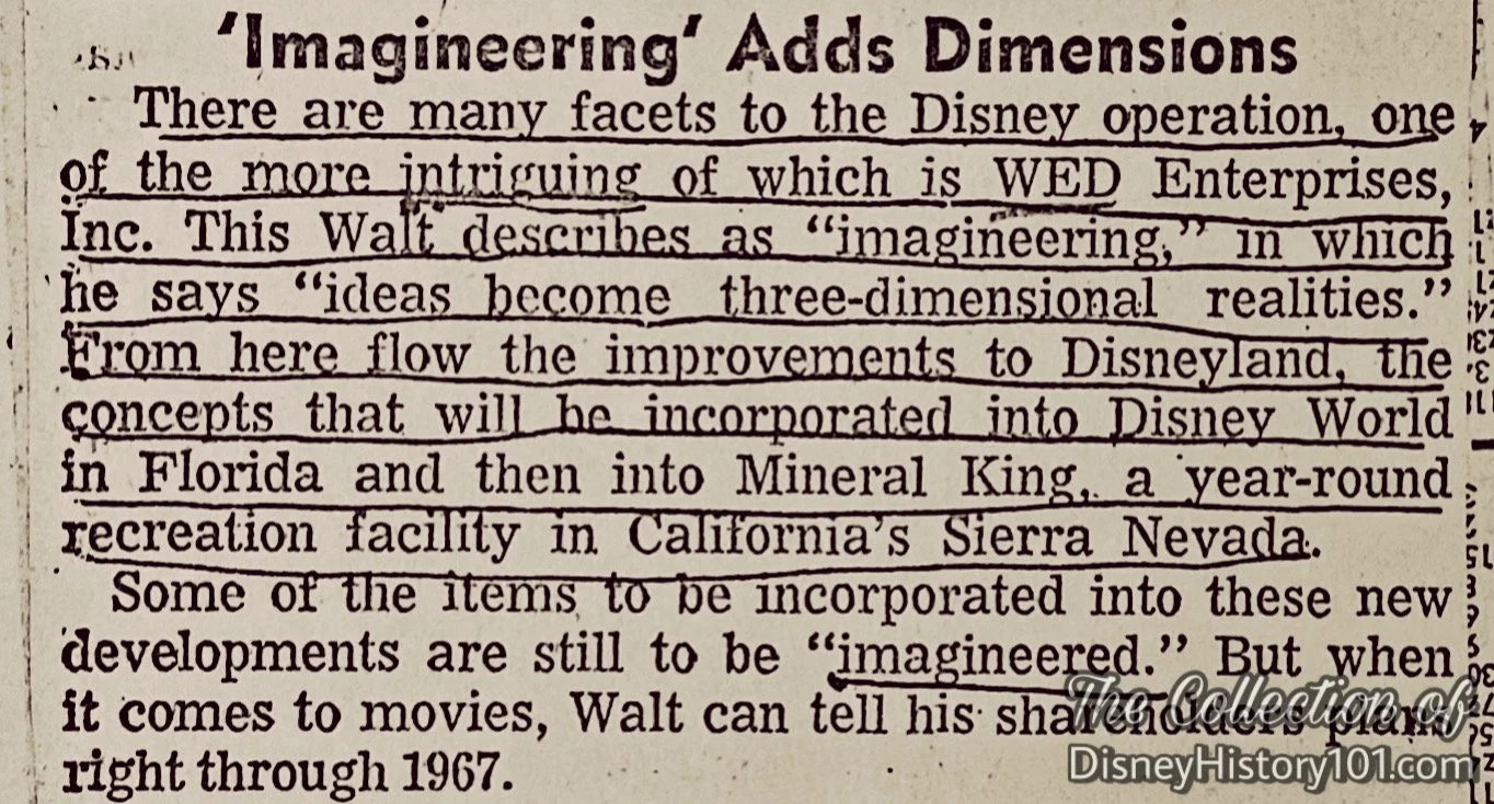THE ORIGIN OF “IMAGINEERING” — Disney History 101
