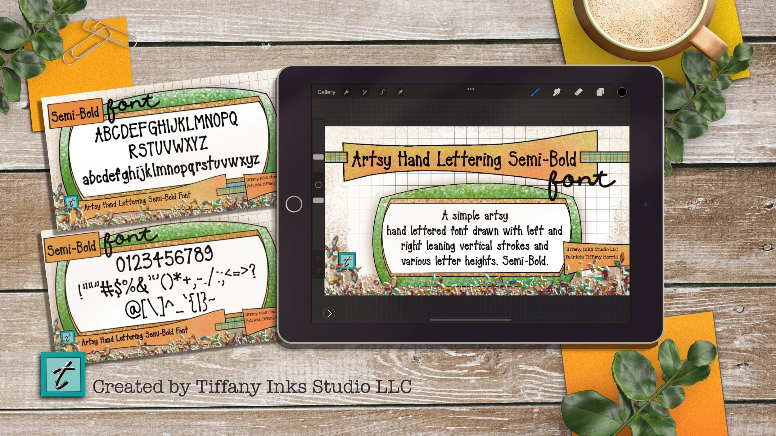 FONT DESIGN by Tiffany Inks Studio LLC. Created in iFont Maker, Adobe ...