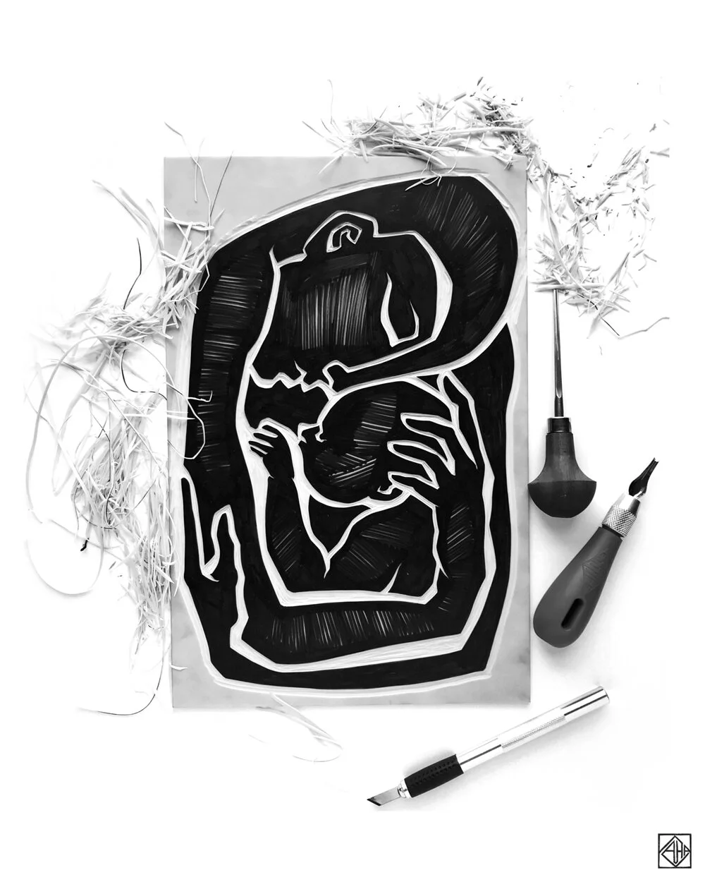 Home & Living Wall Decor Home Decor MY MOTHER'S AGAVE linocut etna.com.pe