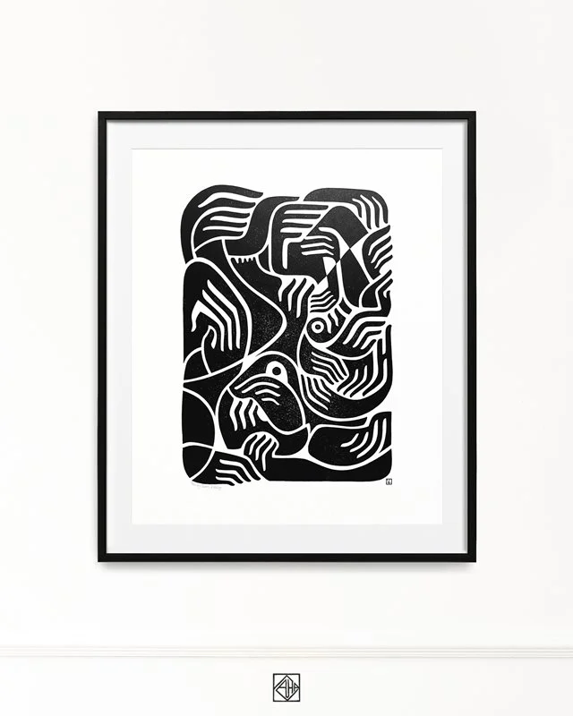 'Handy Chaos' Original Linocut Print — Amy Hiley Art