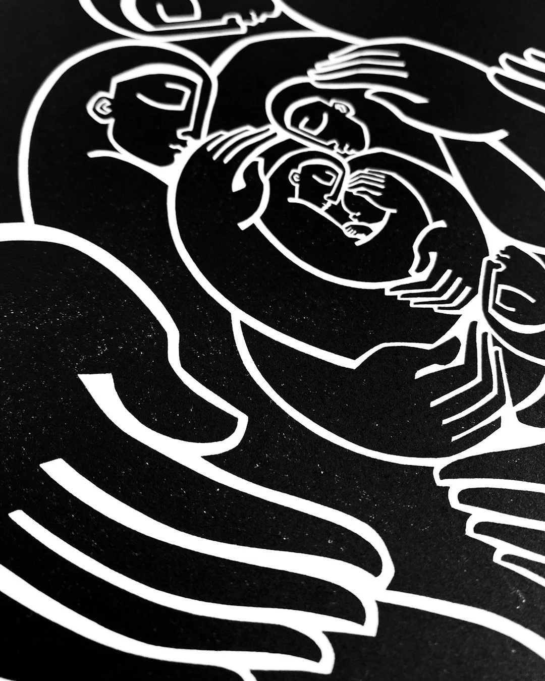 'It Takes a Village' Original Linocut Print — Amy Hiley Art