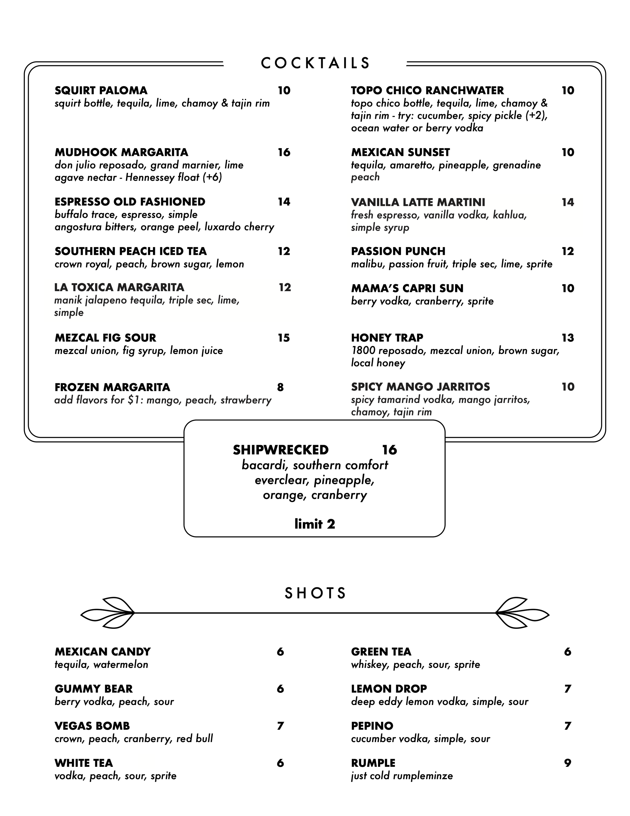 Menu — Mudhook