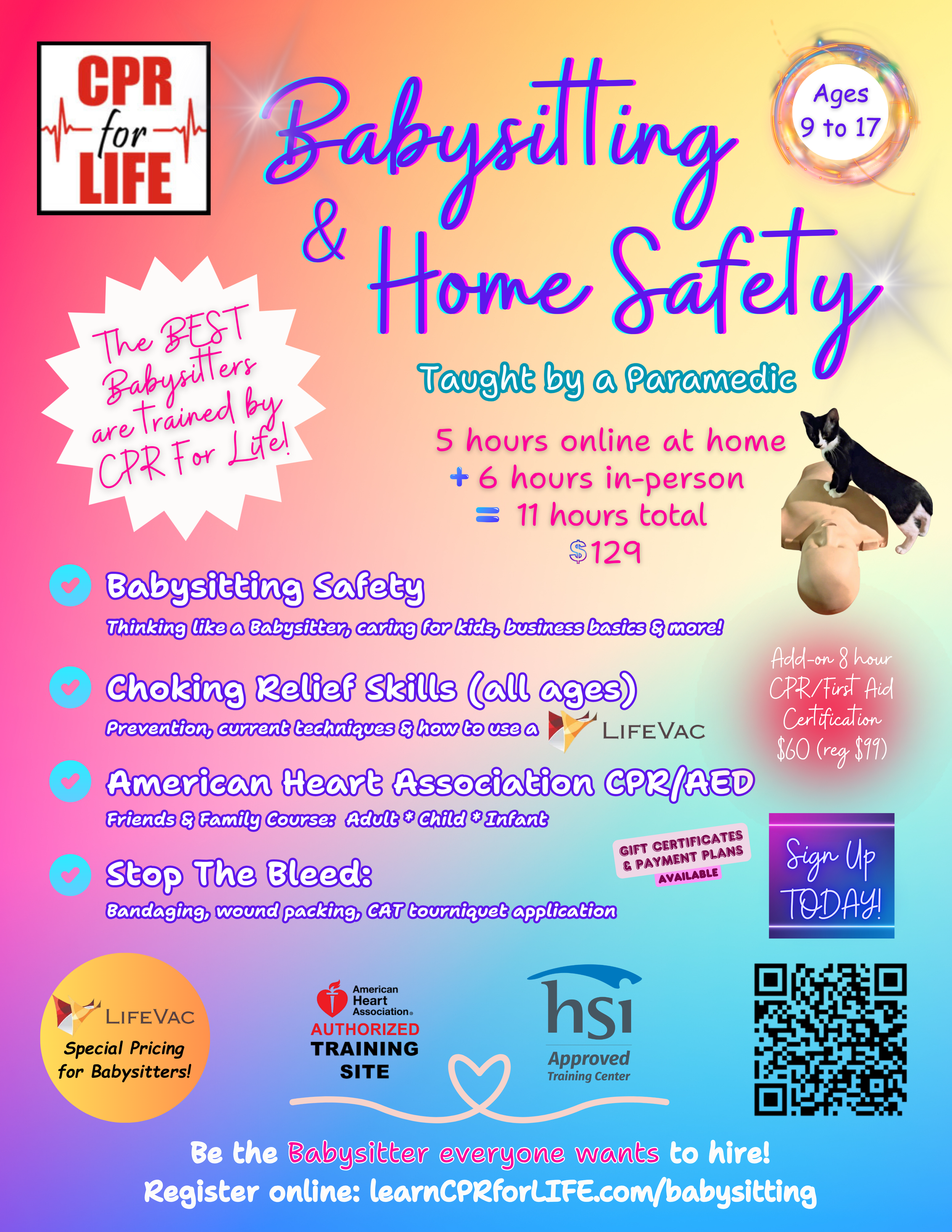 Babysitting & Home Safety with CPR/First Aid — CPR For Life