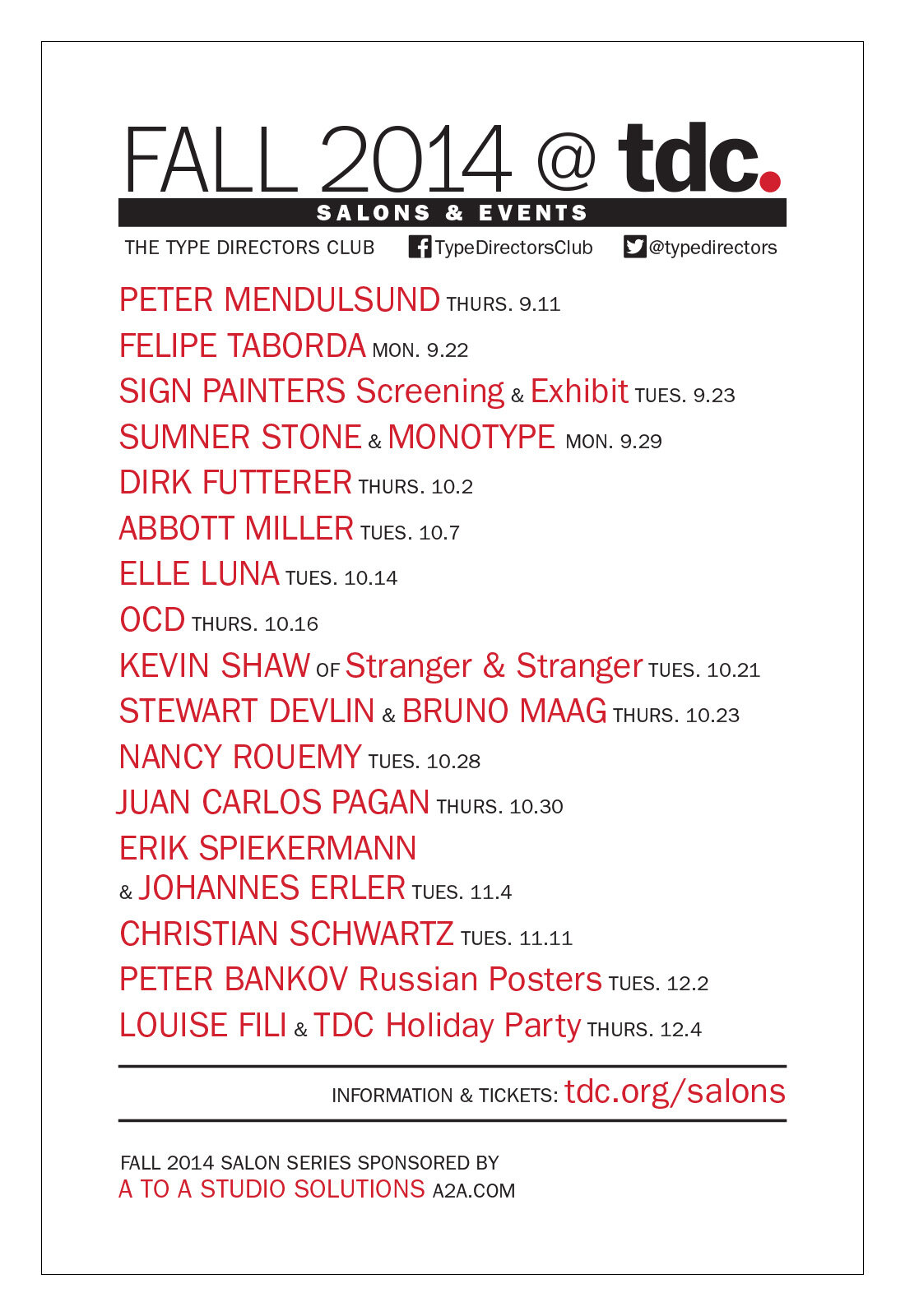 TDC Events Postcard — Sean King