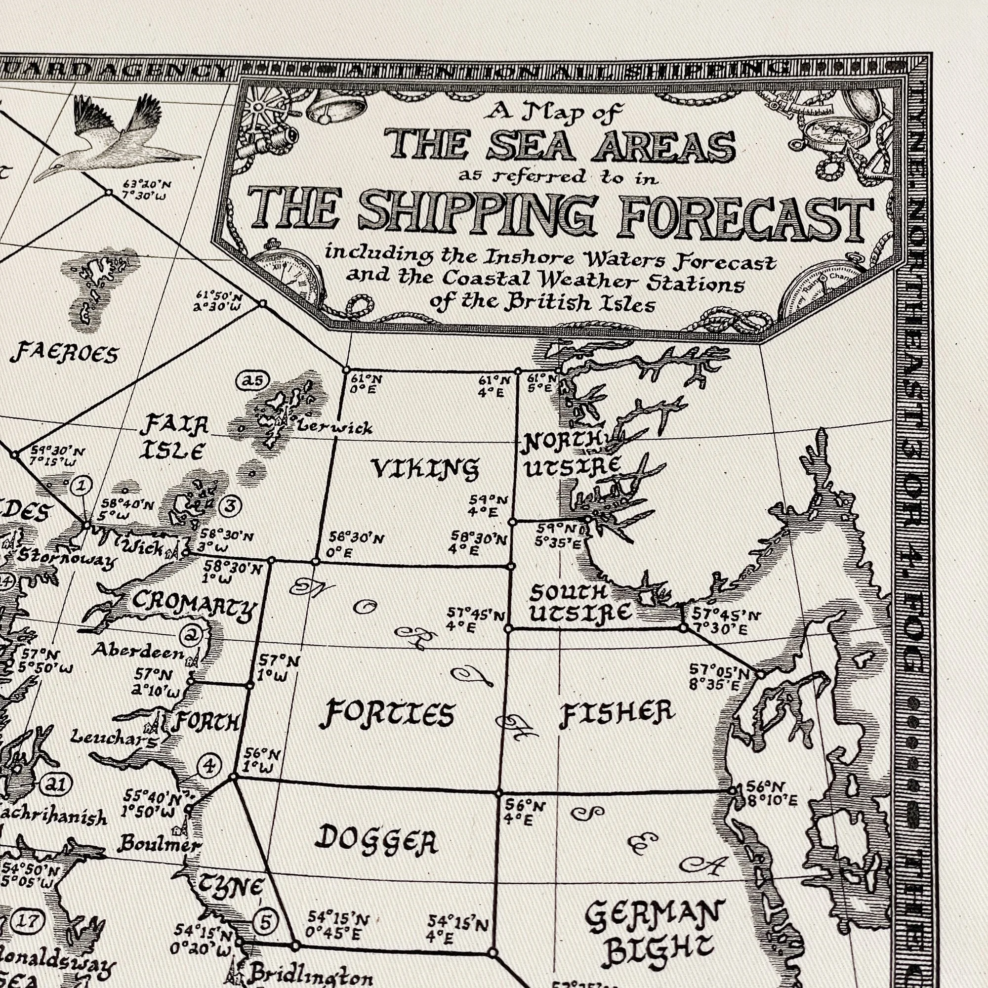 Manuscript Maps — Shipping Forecast Map Tea Towel