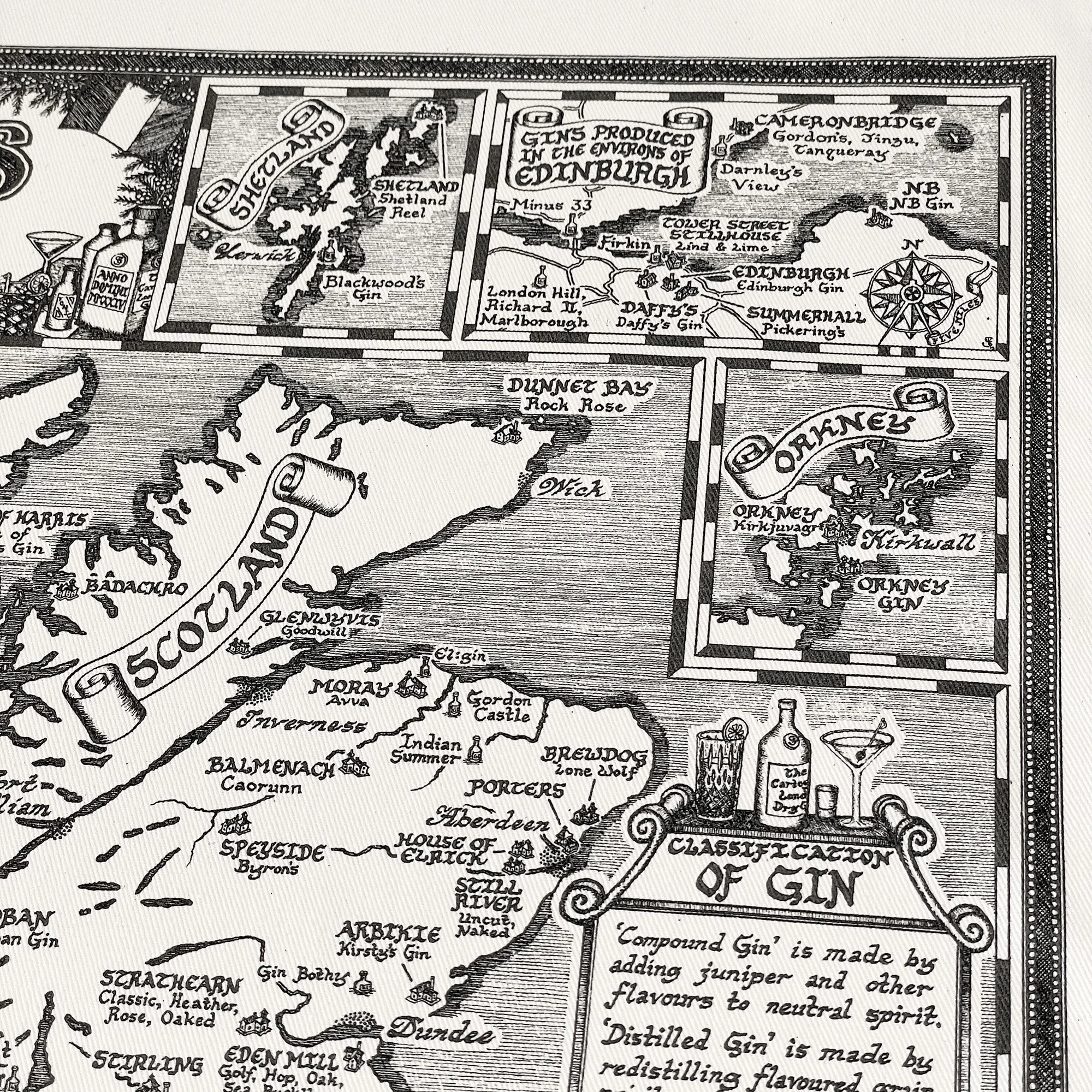 Manuscript Maps — Gin Map Tea Towel