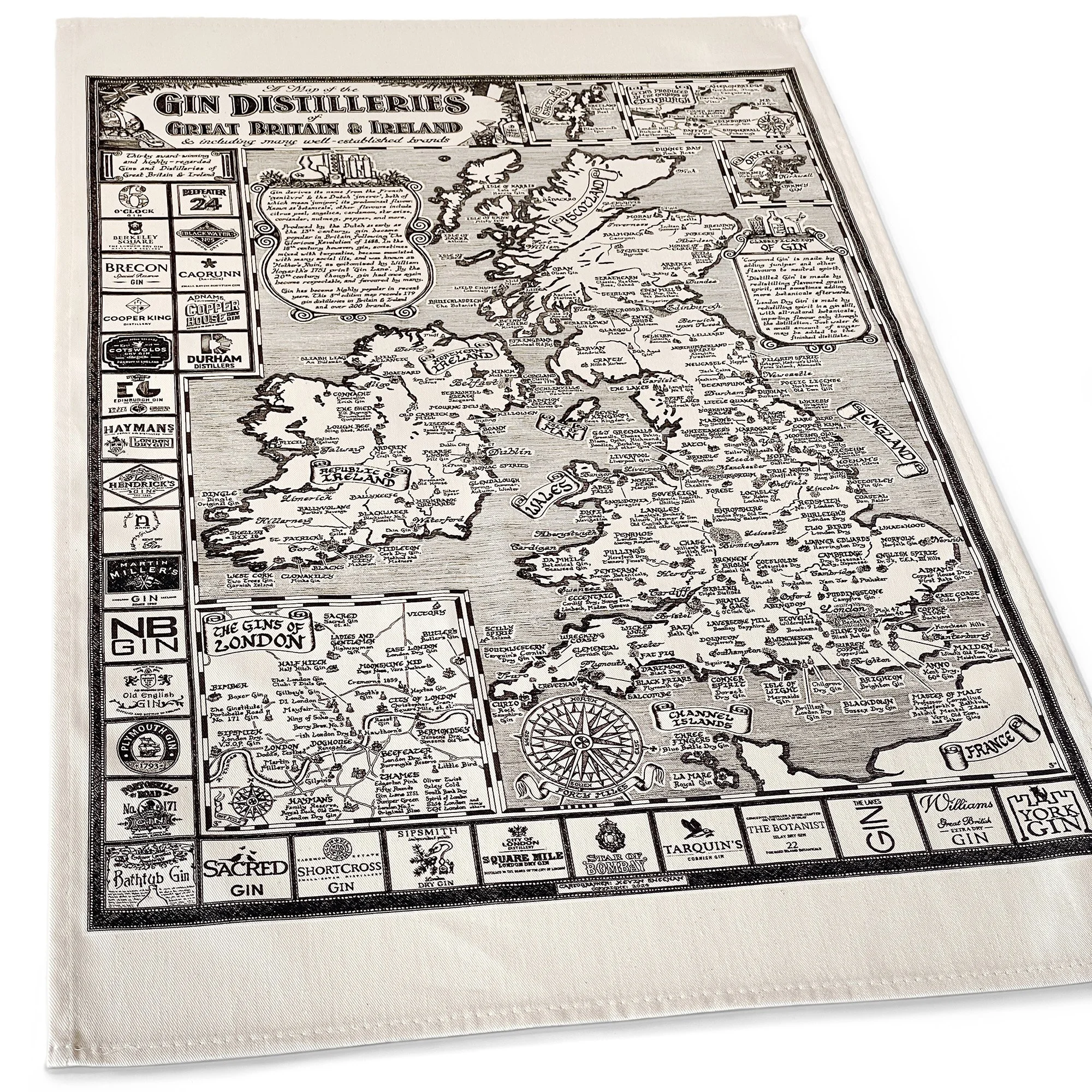 Manuscript Maps — Gin Map Tea Towel