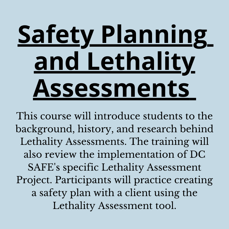Domestic Violence Victim Advocate Training and Outreach — DC SAFE