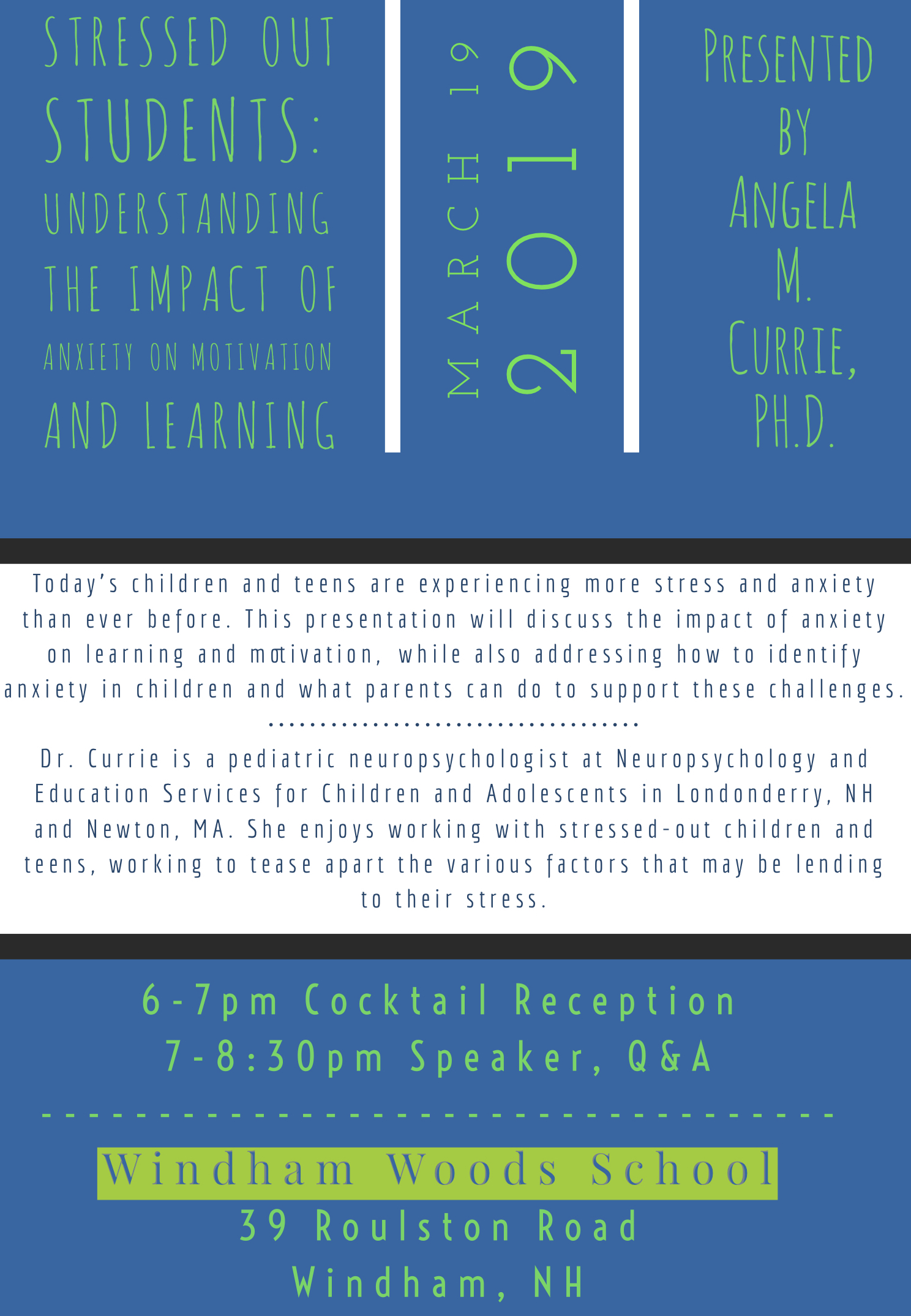EVENTS — WINDHAM WOODS SCHOOL