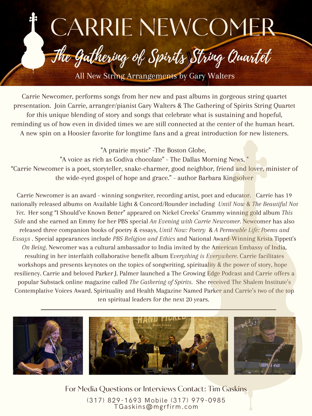 Carrie With The Gathering of Spirits String Quartet — Carrie Newcomer