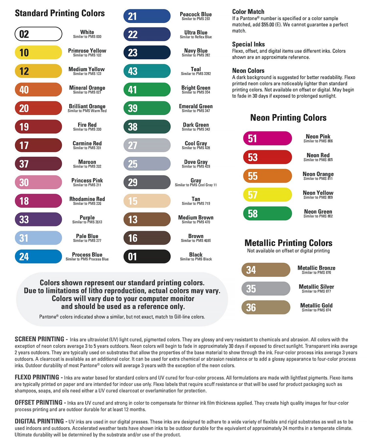 Gil-line Color Chart — Firefighters Print & Design