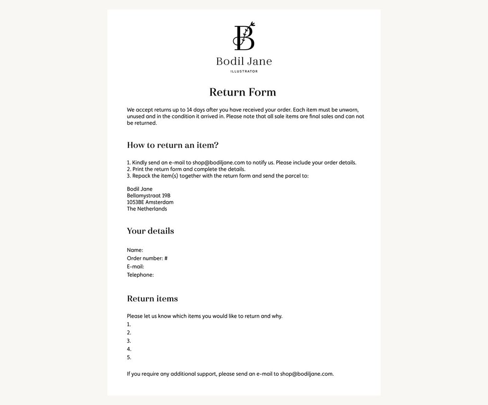 Shop Info — Bodil Jane