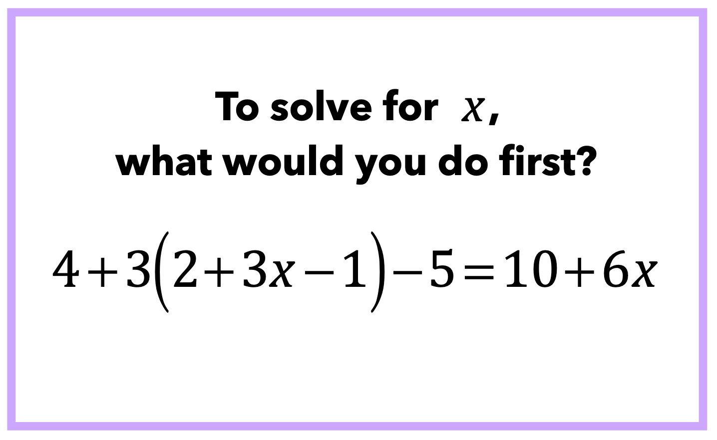Algebra and Number Talks! Get your students' minds warmed up for factoring.