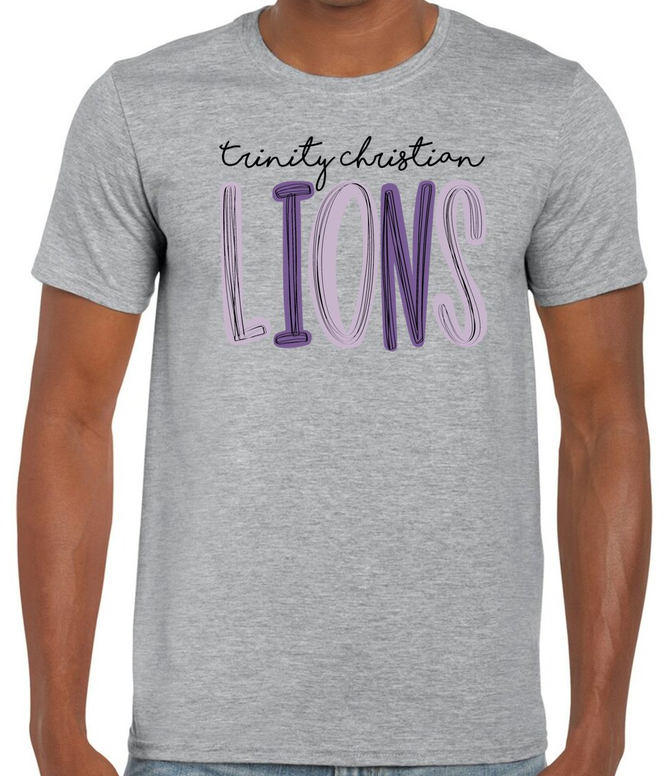 Trinity "Christian Lions Cursive" Graphic Design Youth & Adult T-Shirt ...
