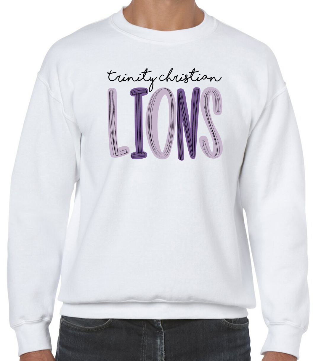 Trinity "Christian Lions Cursive" Crewneck Sweatshirt Youth & Adult ...