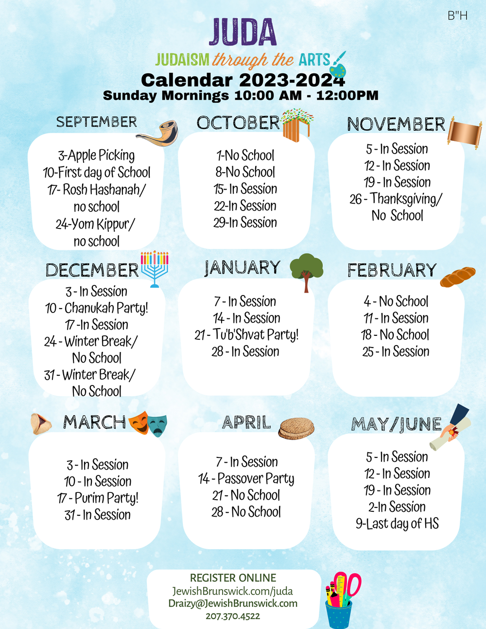 Juda Calendar — Chabad Jewish Center