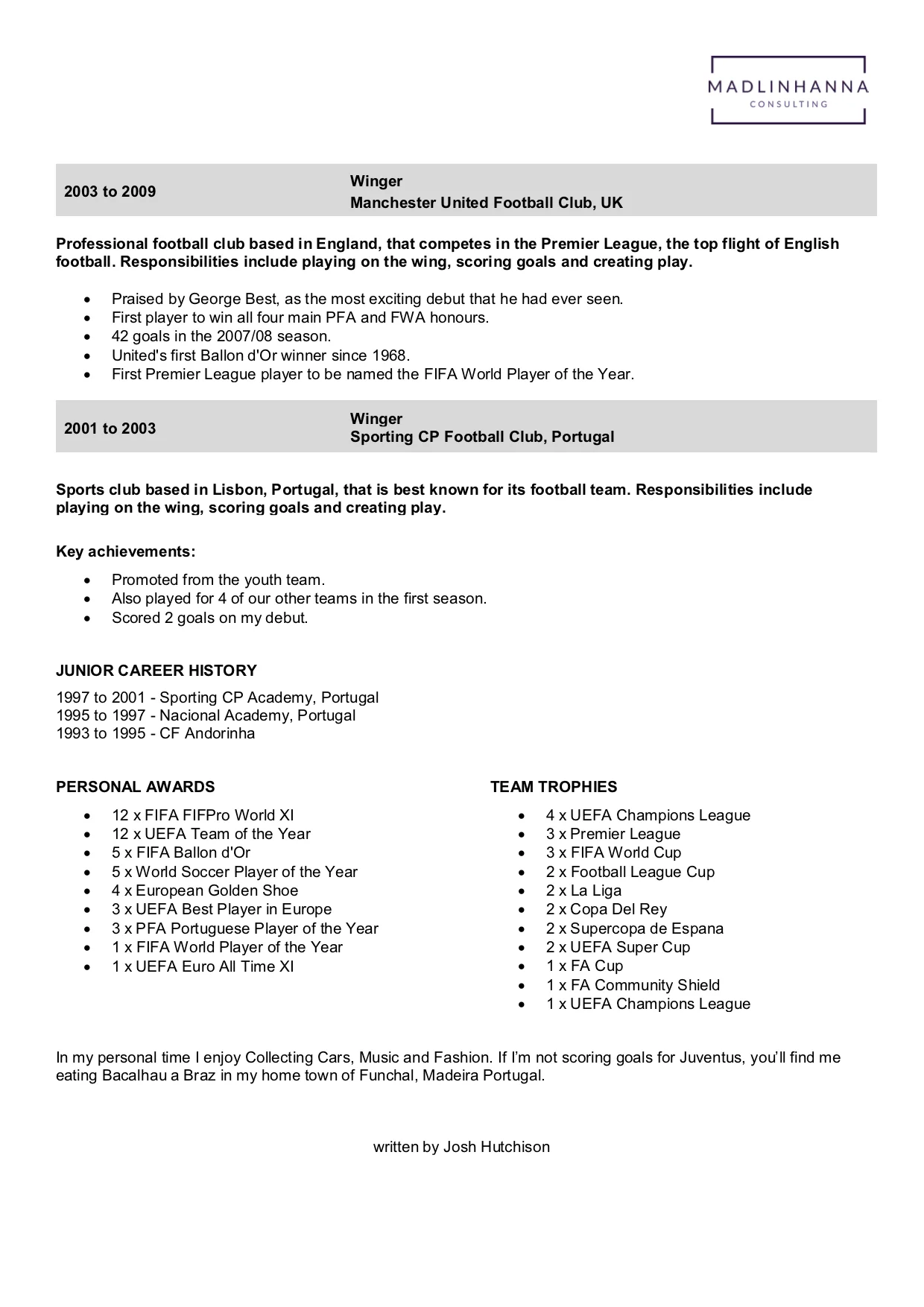 CV Writing Basics, the Cristiano Ronaldo Edition — MadlinHanna ...