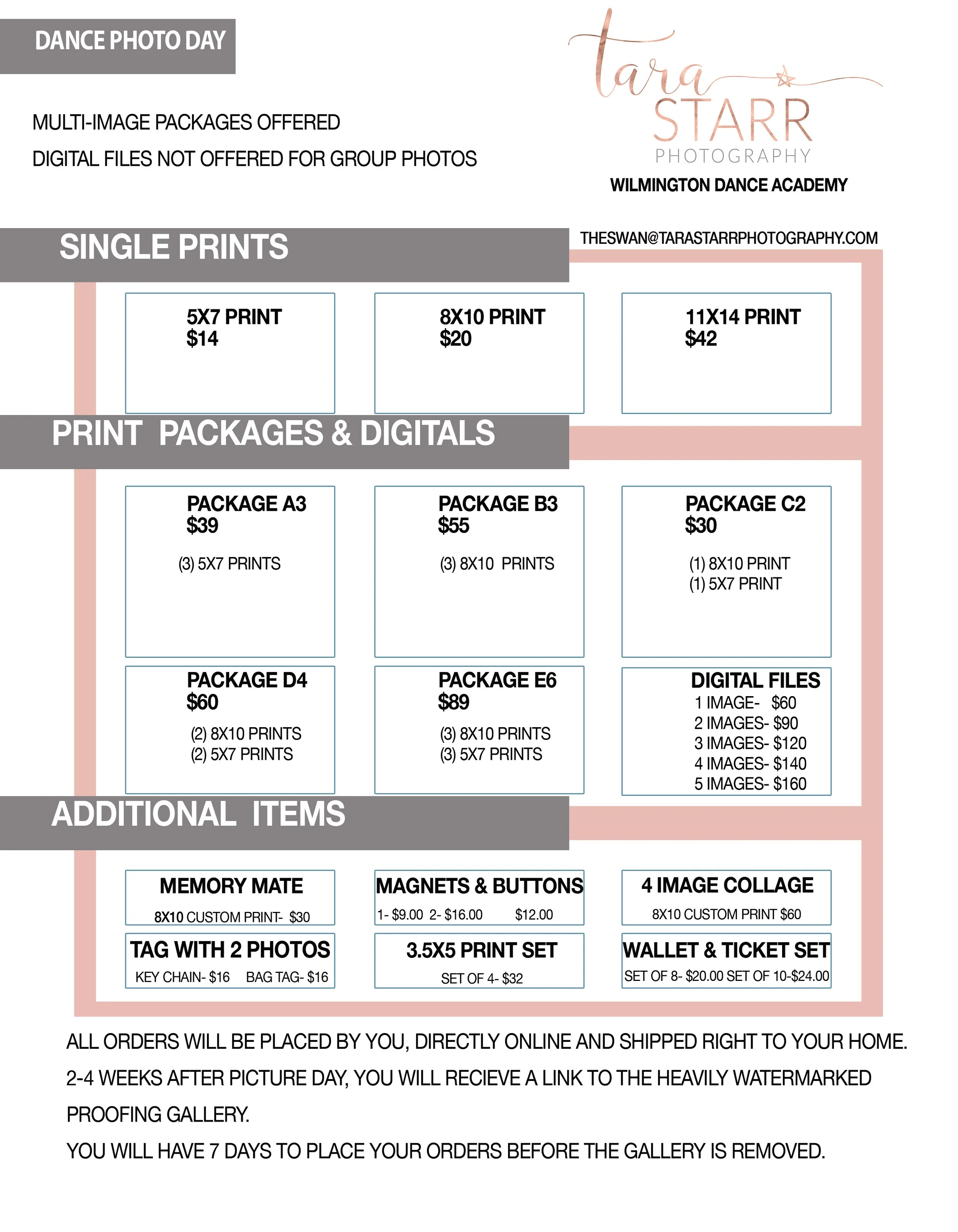 Dance Studio Photography Packages