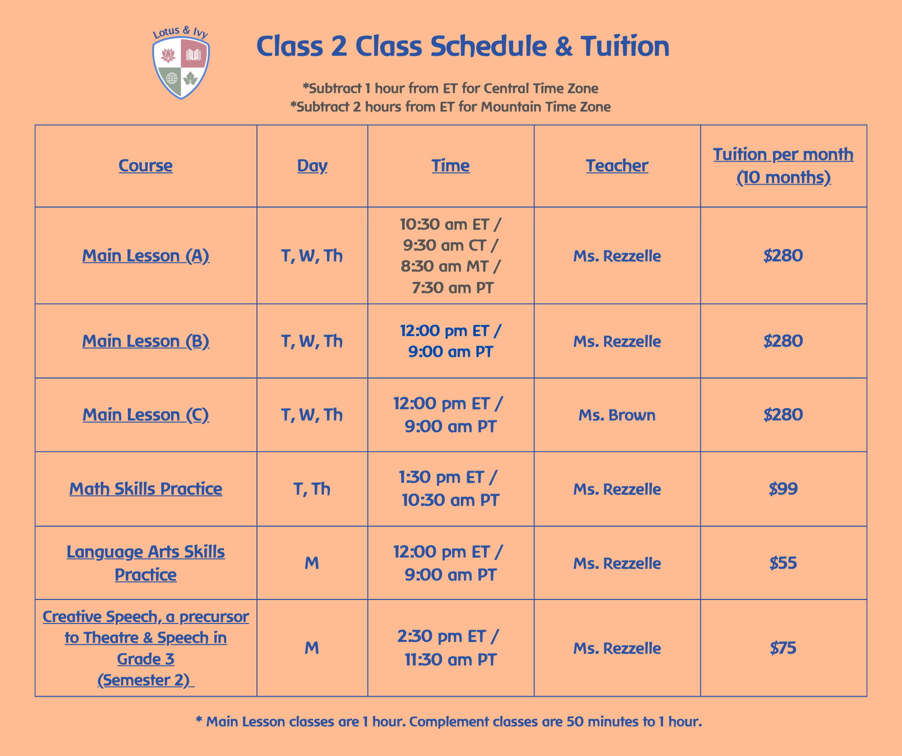 24-25 Class Catalog — Lotus & Ivy