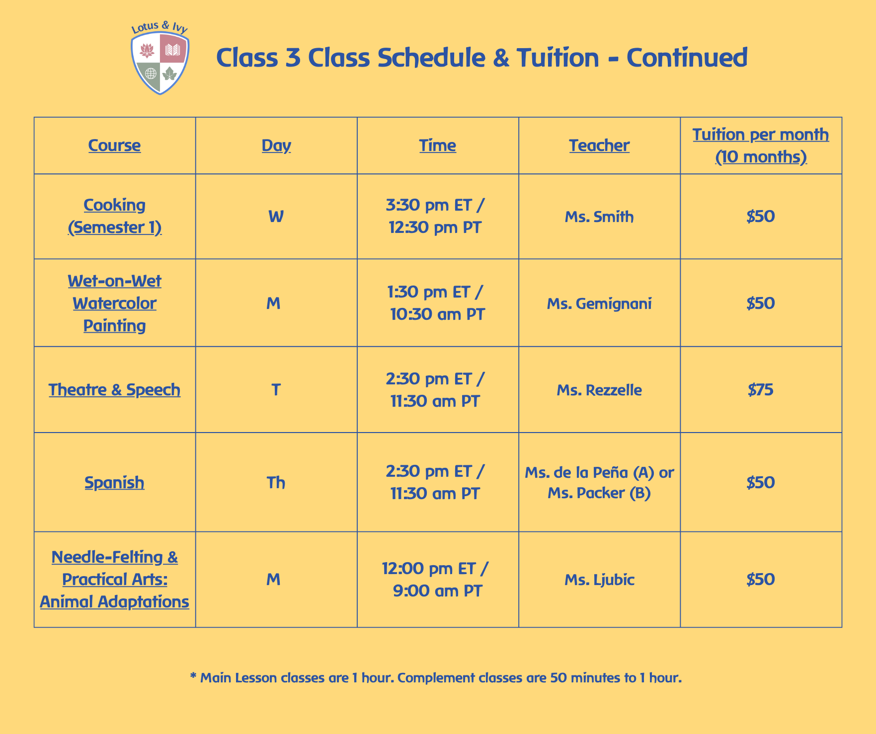 24-25 Class Catalog — Lotus & Ivy
