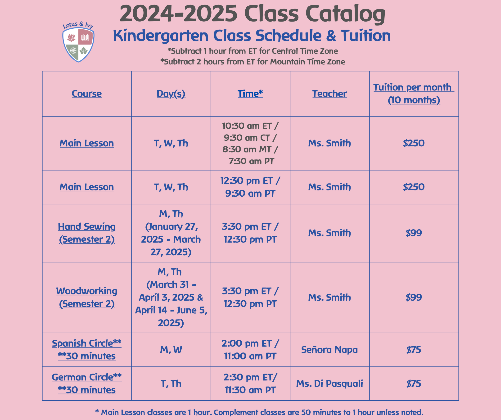 24-25 Class Catalog — Lotus & Ivy