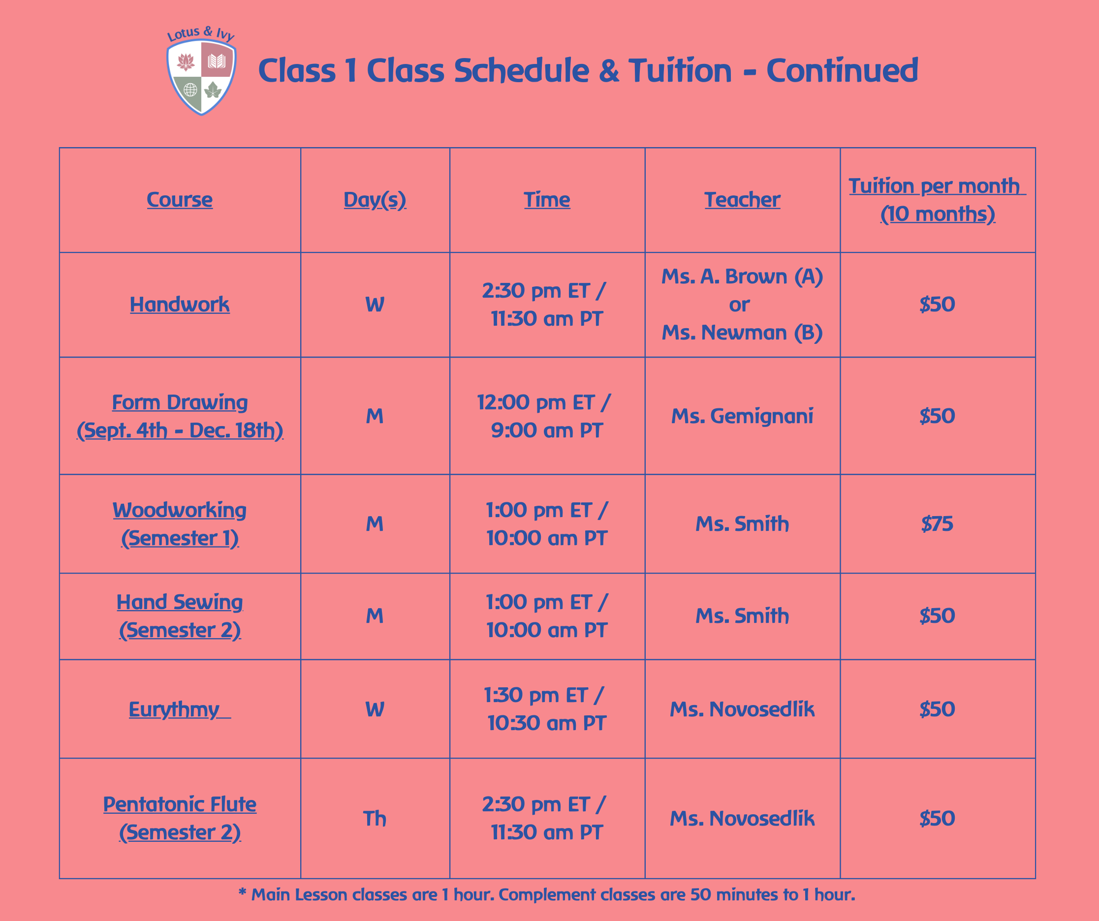 24-25 Class Catalog — Lotus & Ivy